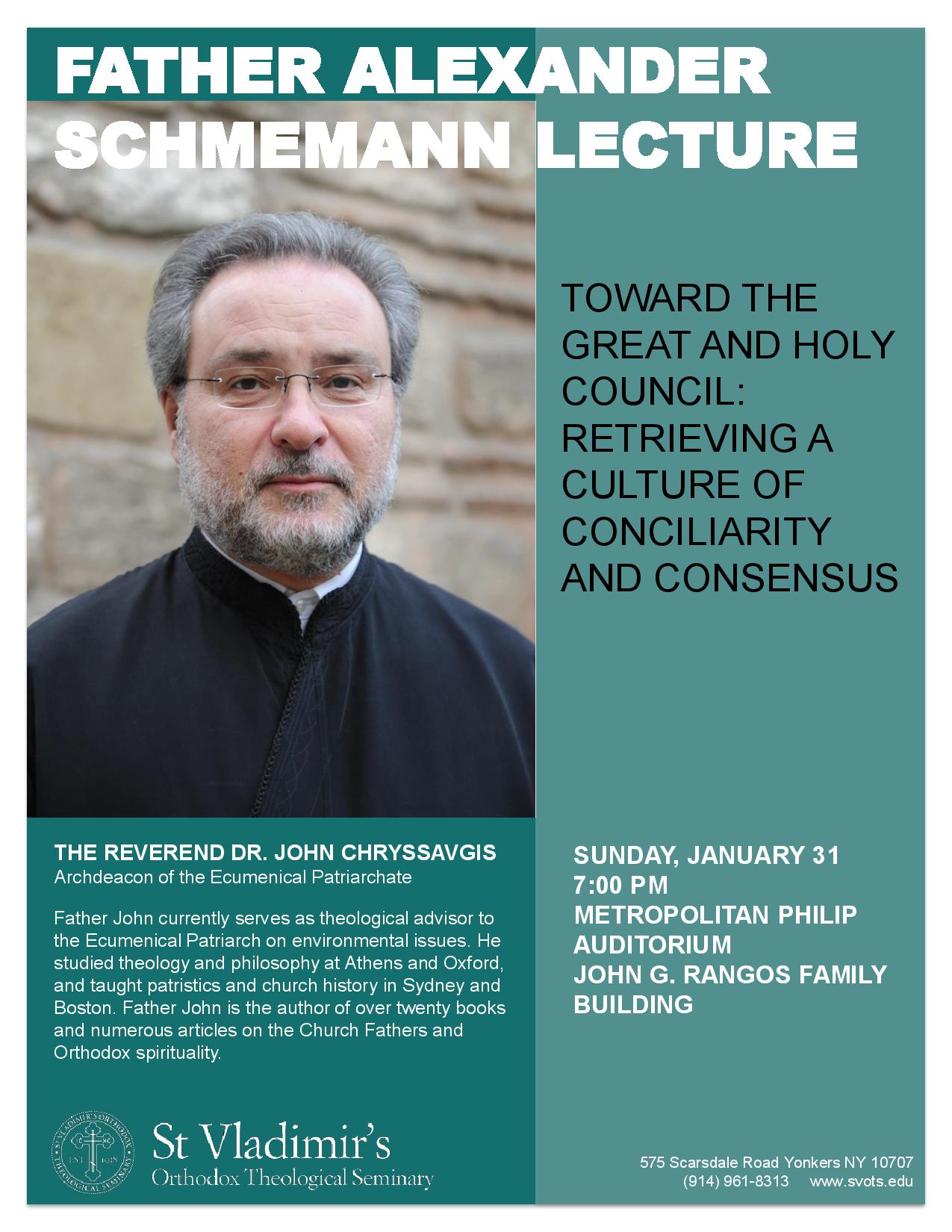 33rd Father Alexander Schmemann Memorial Lecture: "Toward the Holy and ...